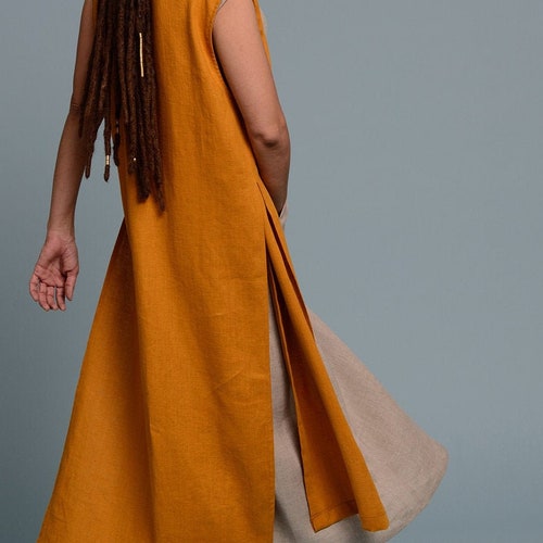 YOFFI Long & Wide Linen Vest Women Maxi Sleeveless Linen - Etsy
