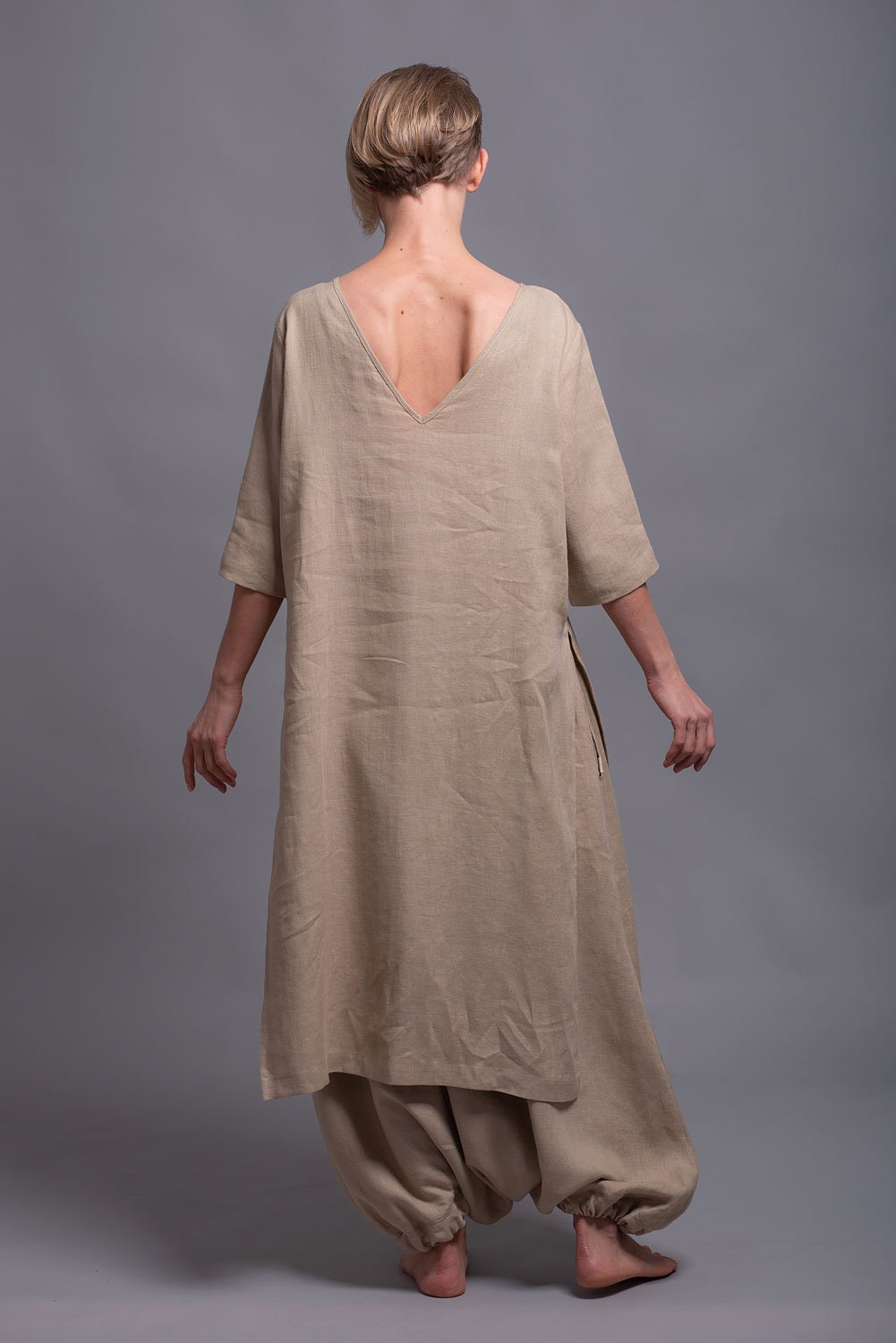 MIRA Linen Tunic Dress for Women Asymmetrical Maxi Flax Top - Etsy Israel