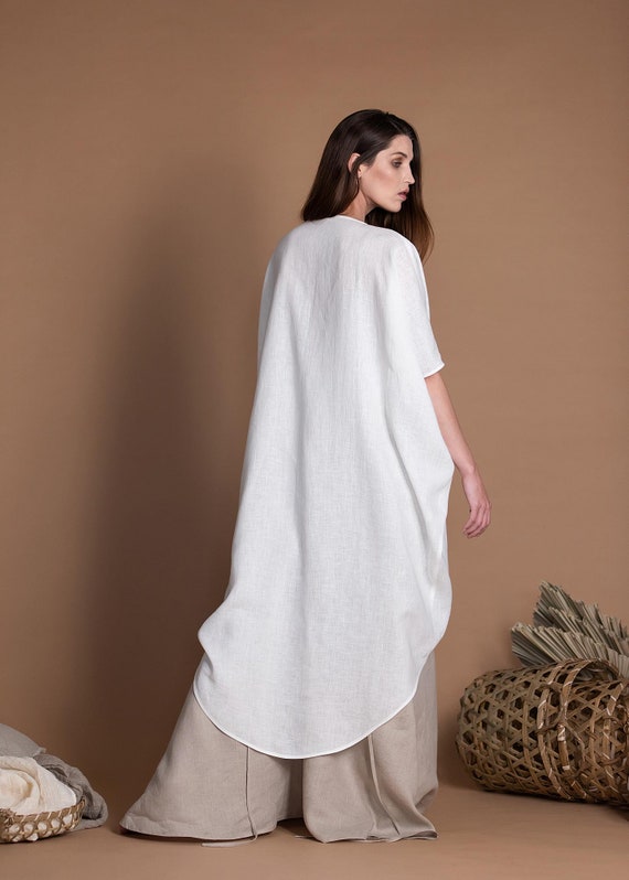 Lightweight Linen Cover up Cardigan NEGEV Women's White - Etsy