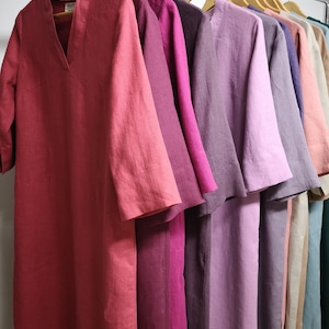 Women's Oriental Jellaba Long Dress in Purple Color | Linen Dress With ...