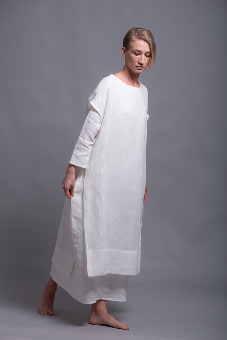 Linen Outfit 2 Items Long Linen Tunic Maxi Linen Caftan | Etsy