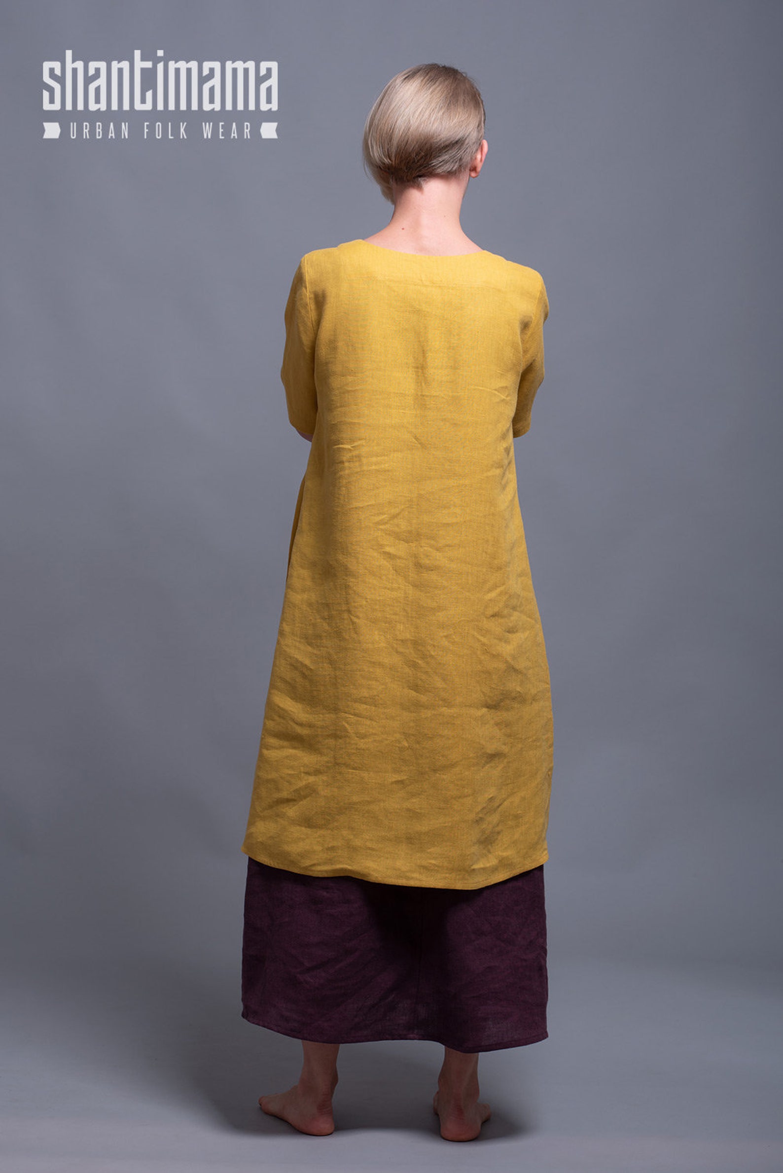 Yellow Tunic Dress ELLA Casual Summer Top Tunic Washed Linen - Etsy UK