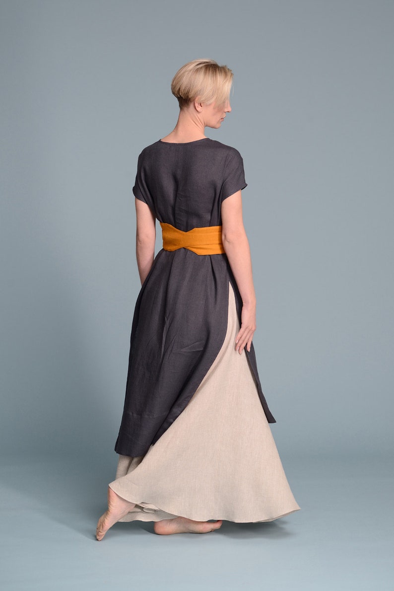 AMATA Lightweight Linen High Slit Tunic for Hot Summer | Etsy