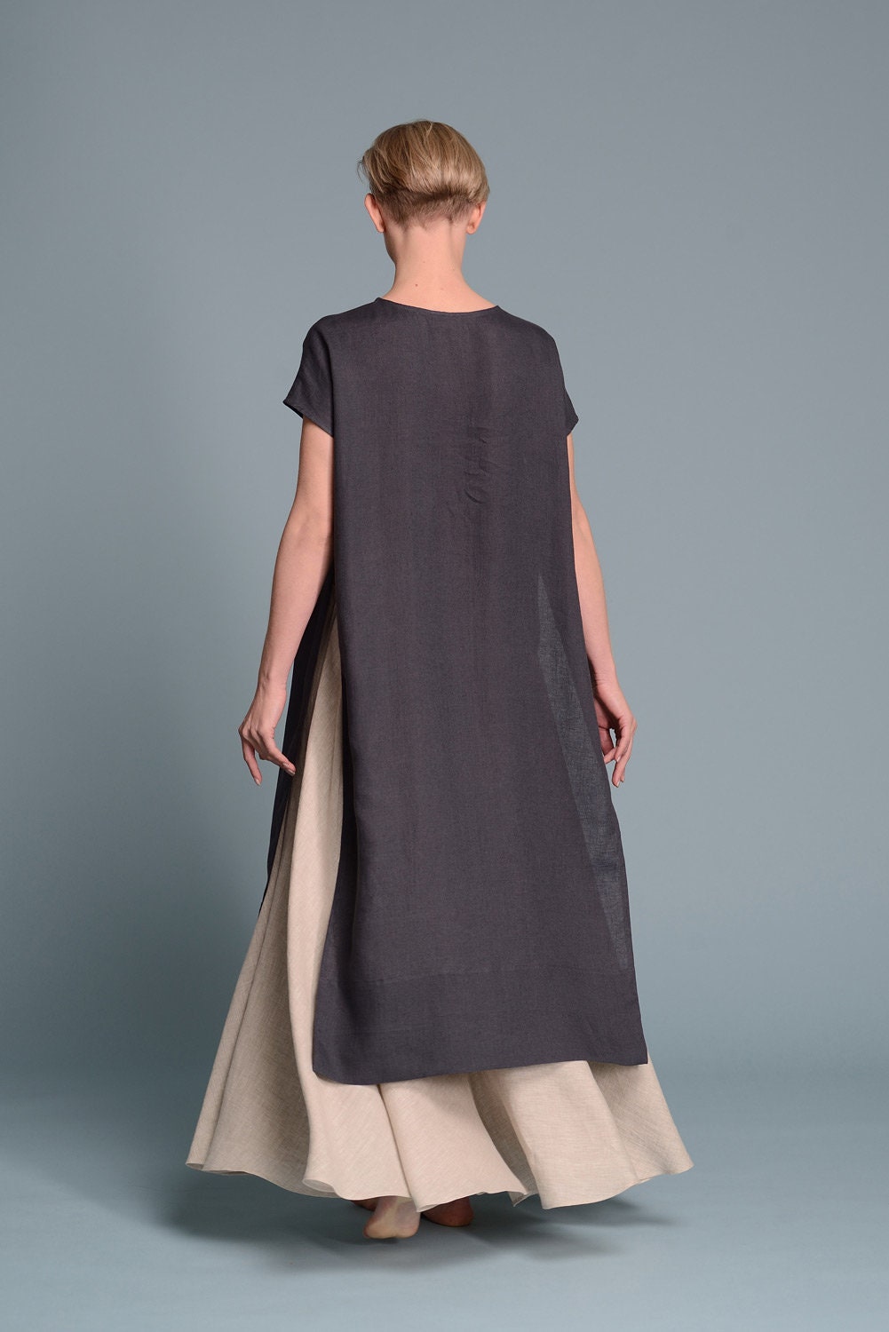 AMATA Lightweight Linen High Slit Tunic for Hot Summer - Etsy 日本