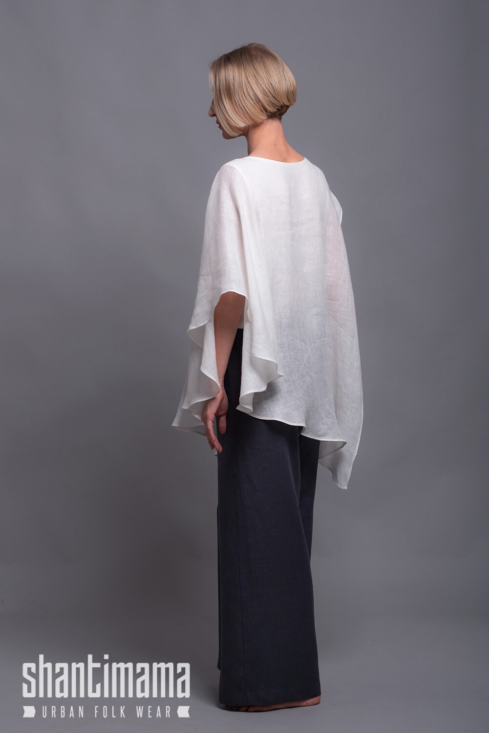 White linen blouse HAG loose summer blouse soft linen top | Etsy