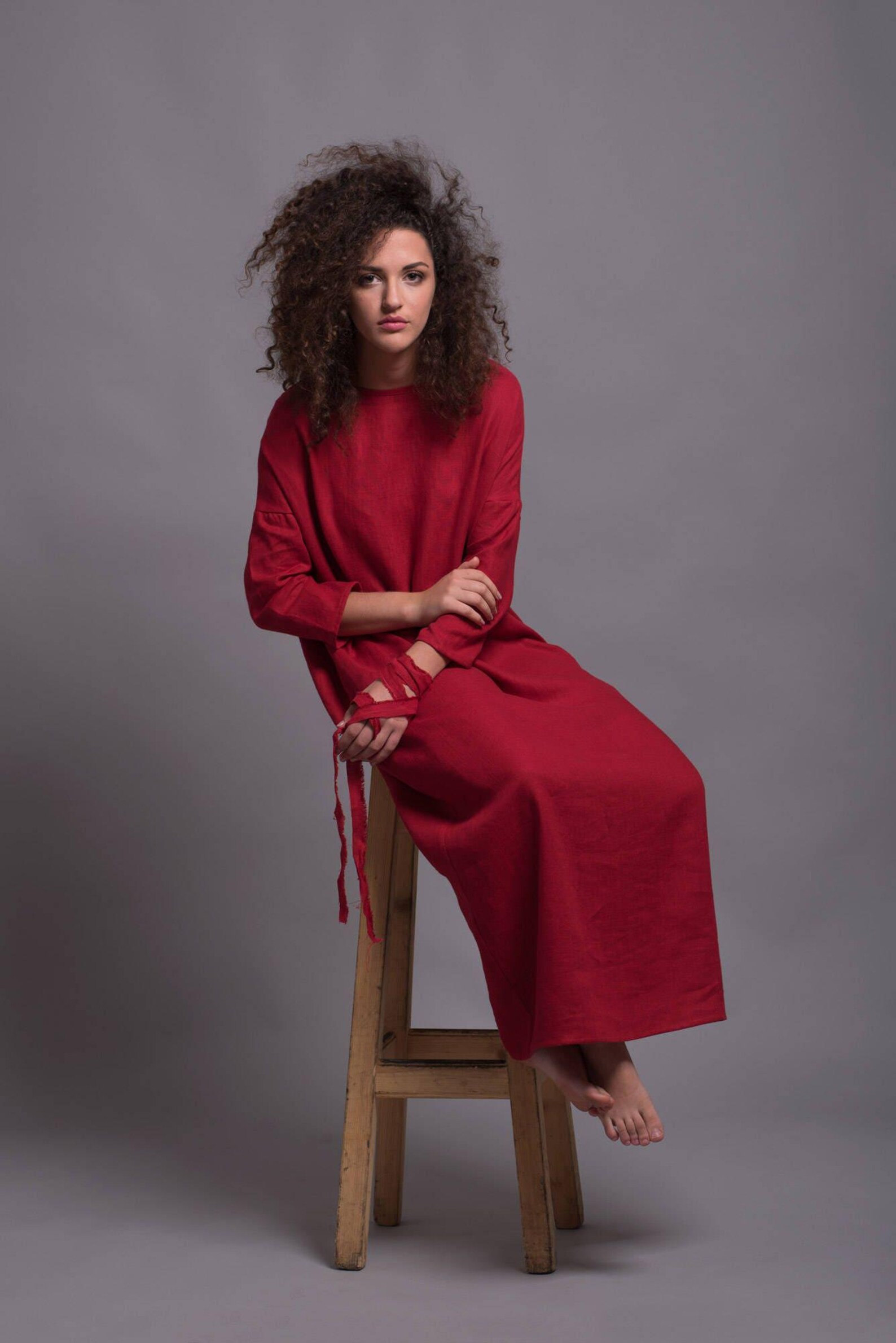 Linen Caftan Dress Set | Open Front Duster, Maxi Dress - Etsy
