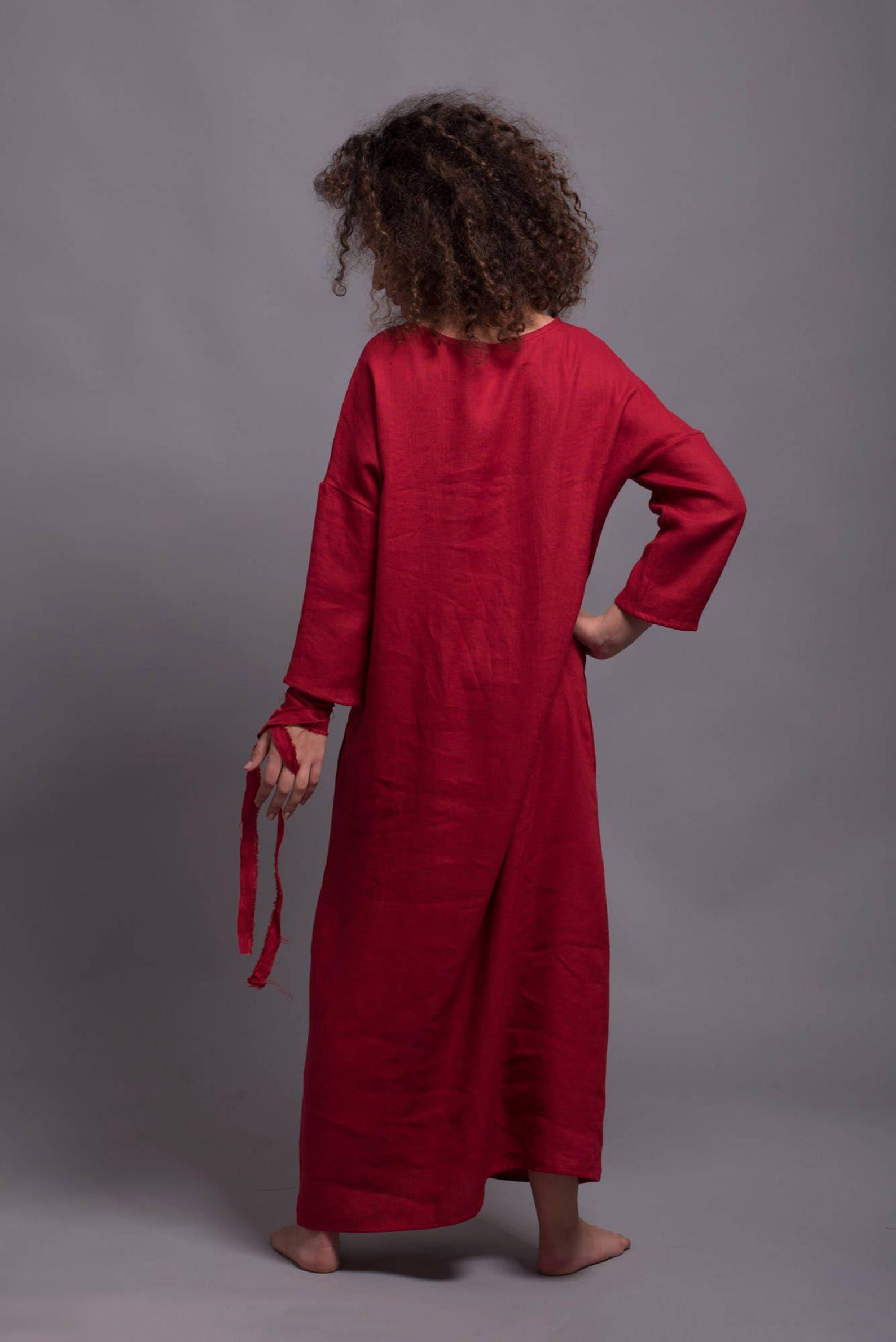 Linen Caftan Dress Set | Open Front Duster, Maxi Dress - Etsy