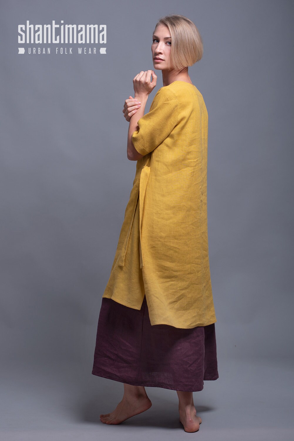 Yellow Tunic Dress ELLA Casual Summer Top Tunic Washed Linen - Etsy UK