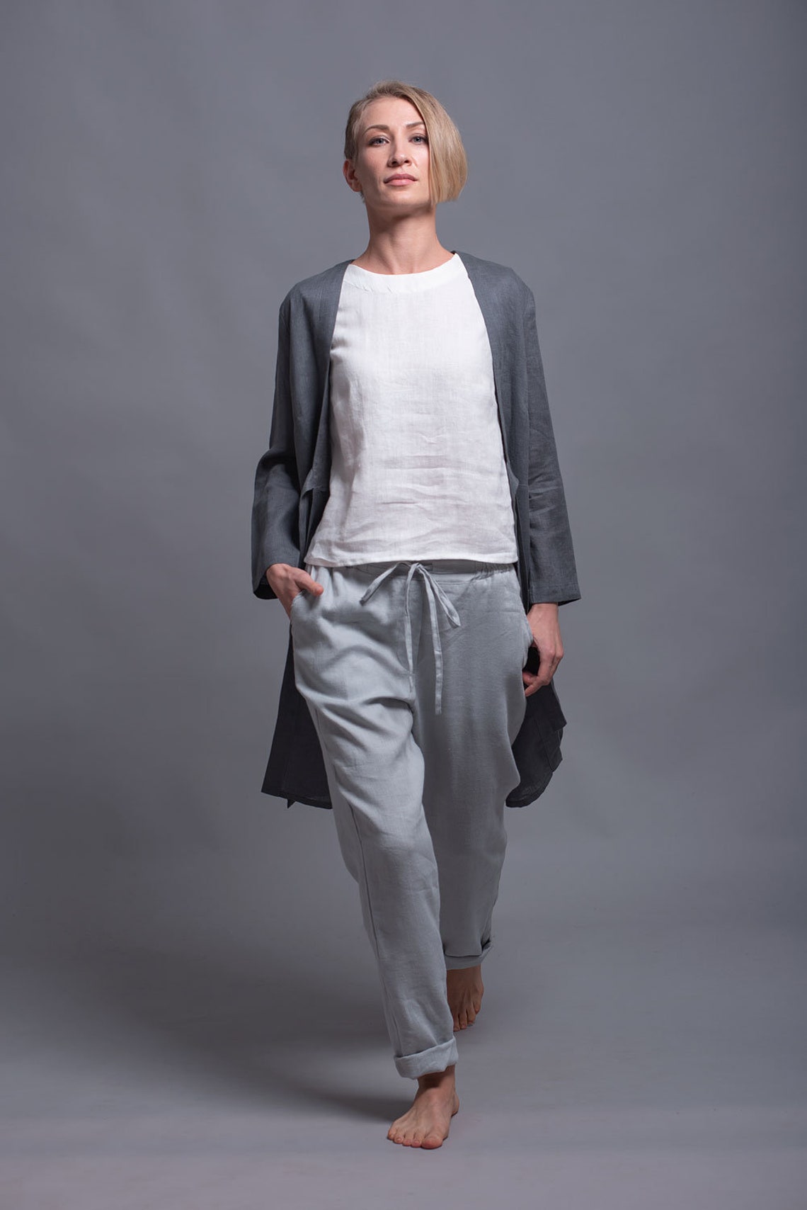 MIA Washed Linen Tank Top With Open Back Summer White Linen - Etsy