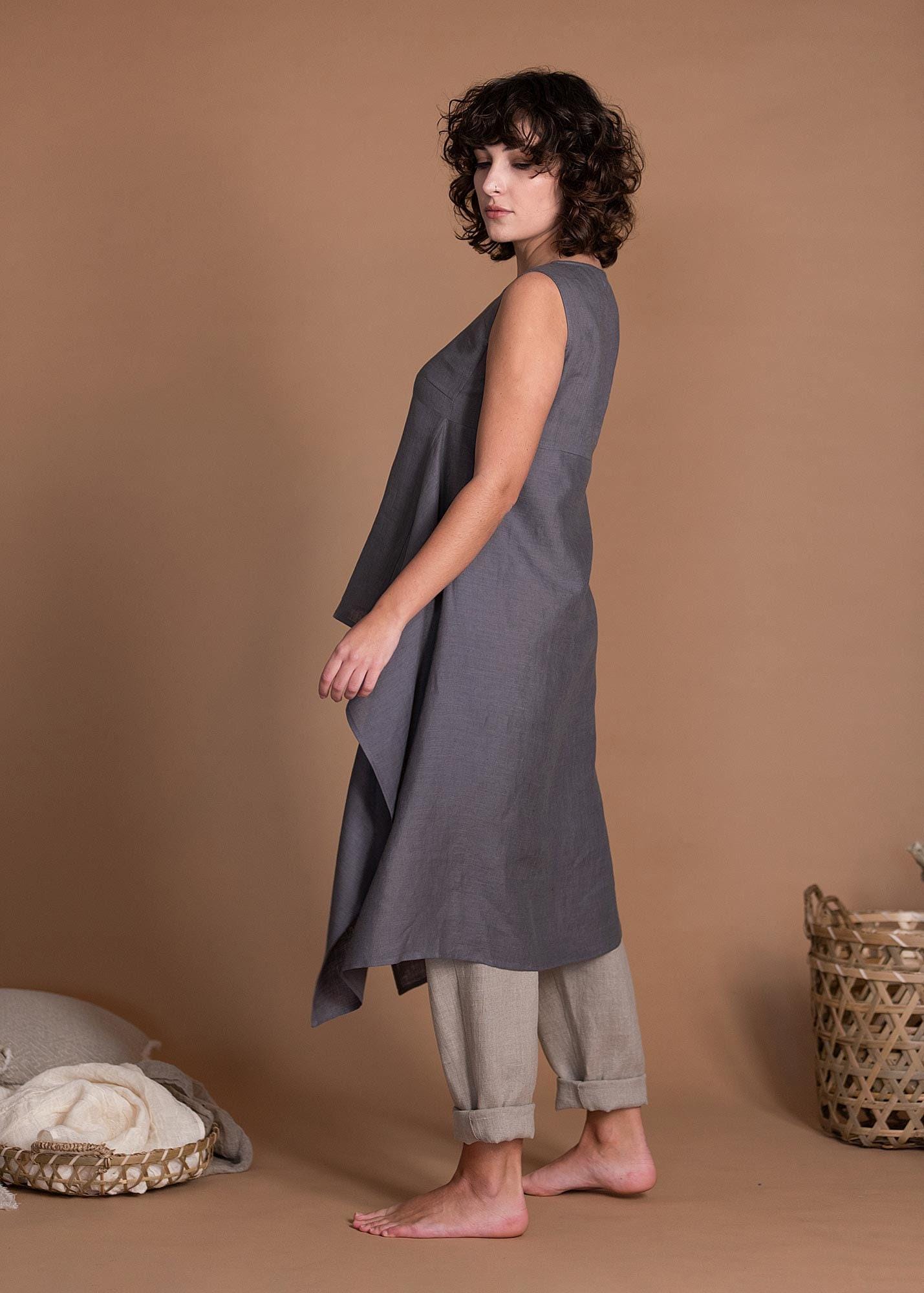 Sleeveless Linen Tunic for Women, Lightweight Flowy Tunic Top, Summer ...