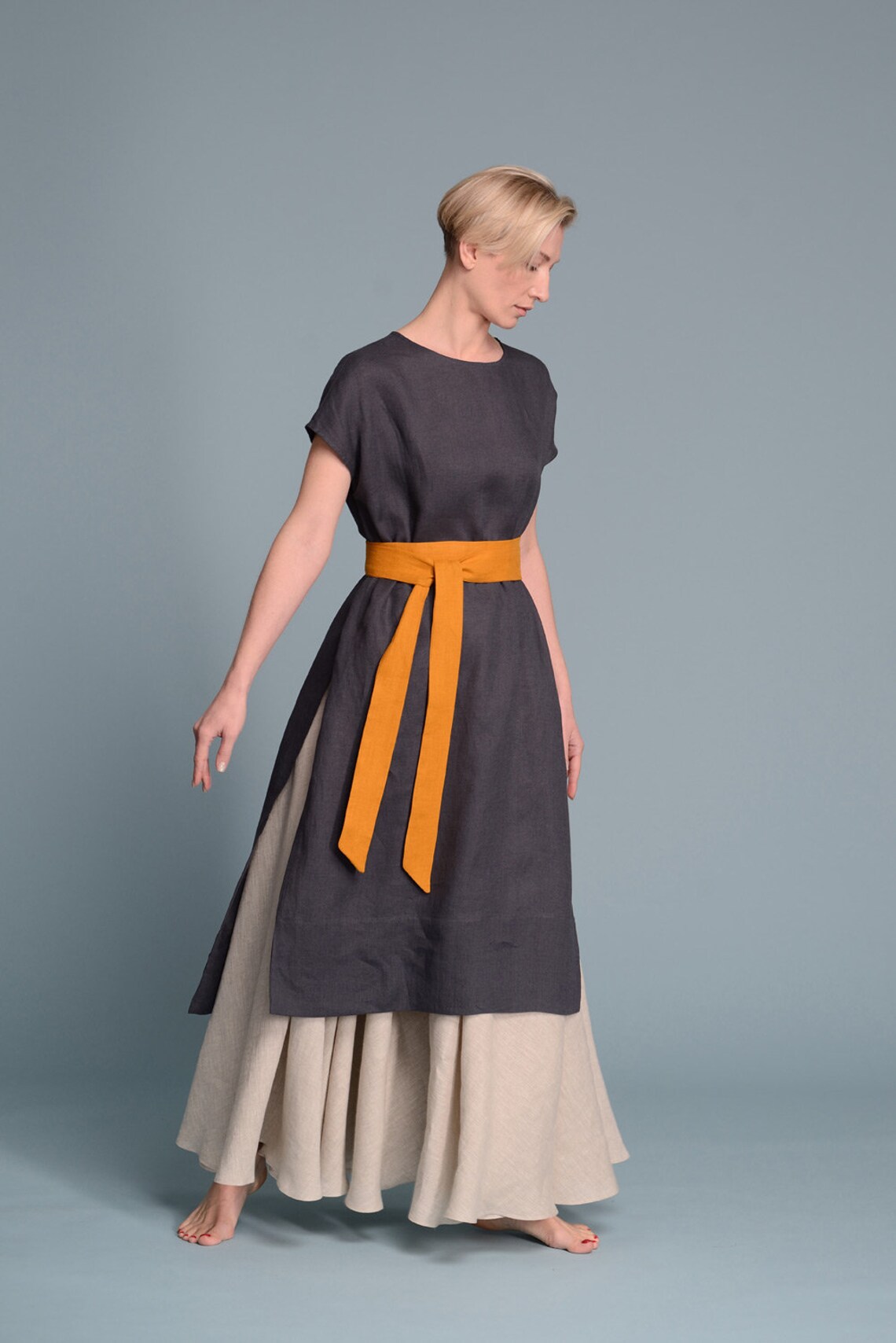 AMATA Lightweight Linen High Slit Tunic for Hot Summer - Etsy 日本