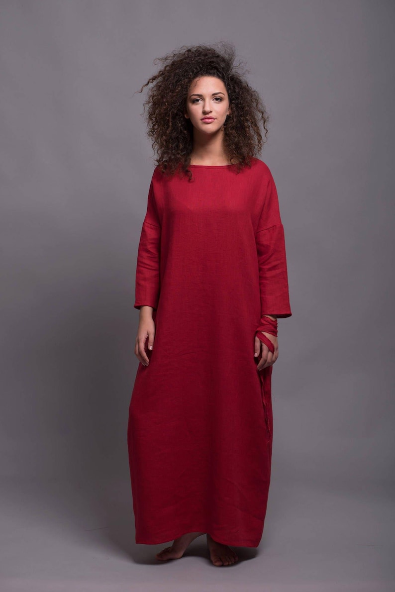 Linen Caftan Dress Set | Open Front Duster, Maxi Dress - Etsy