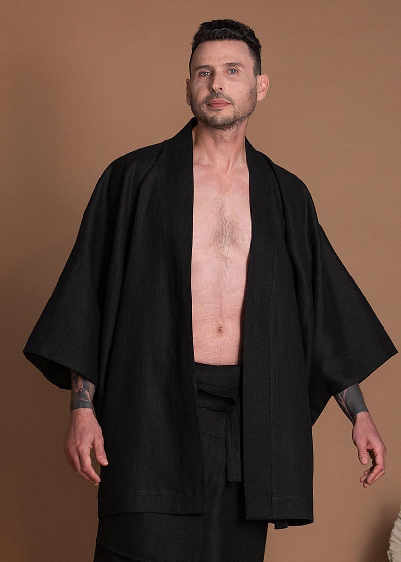 Black Linen Haori Jacket for Women Japanese Kimono Coat - Etsy