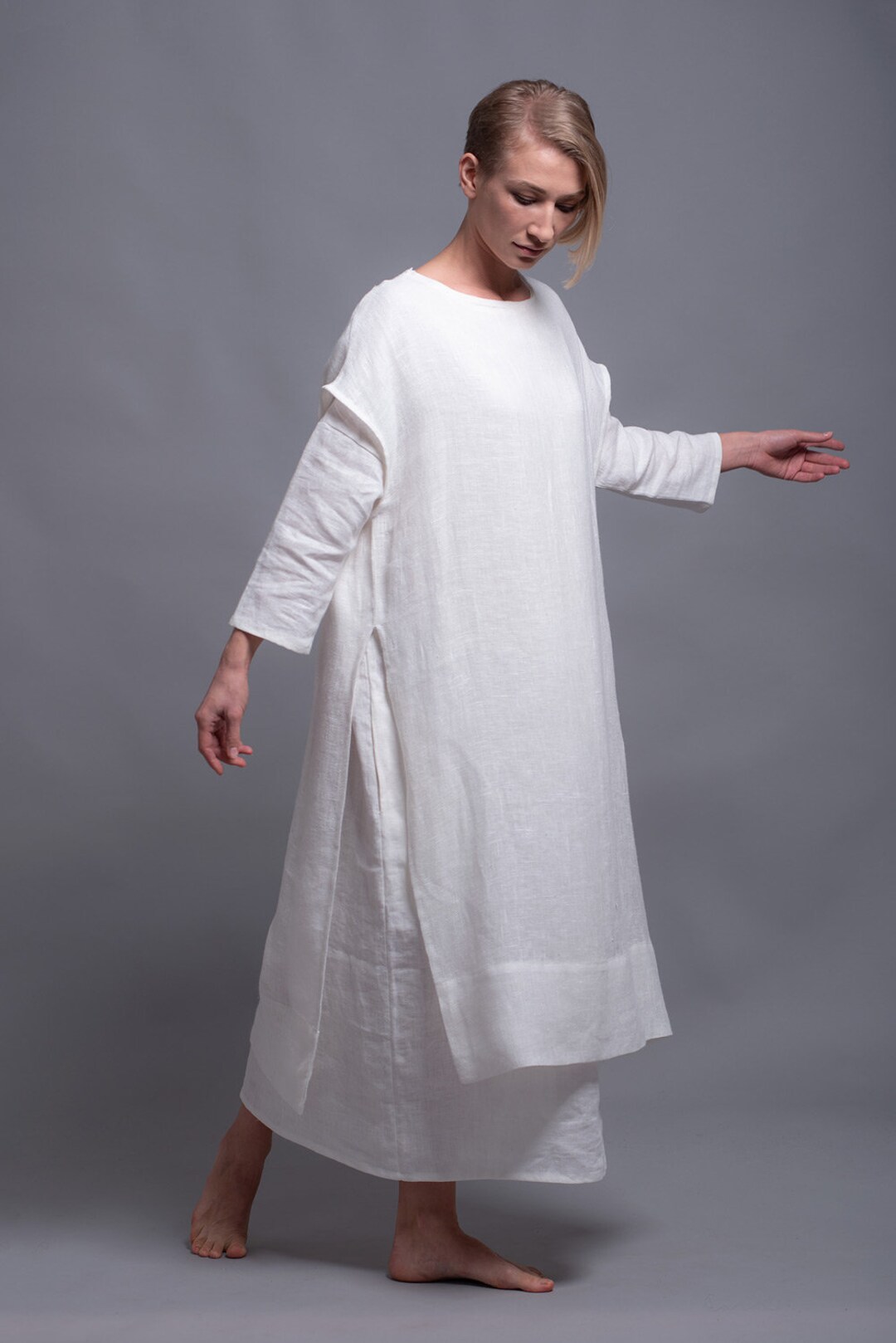 Linen Outfit | 2 Items | Long Linen Tunic, Maxi Linen Caftan Dress ...