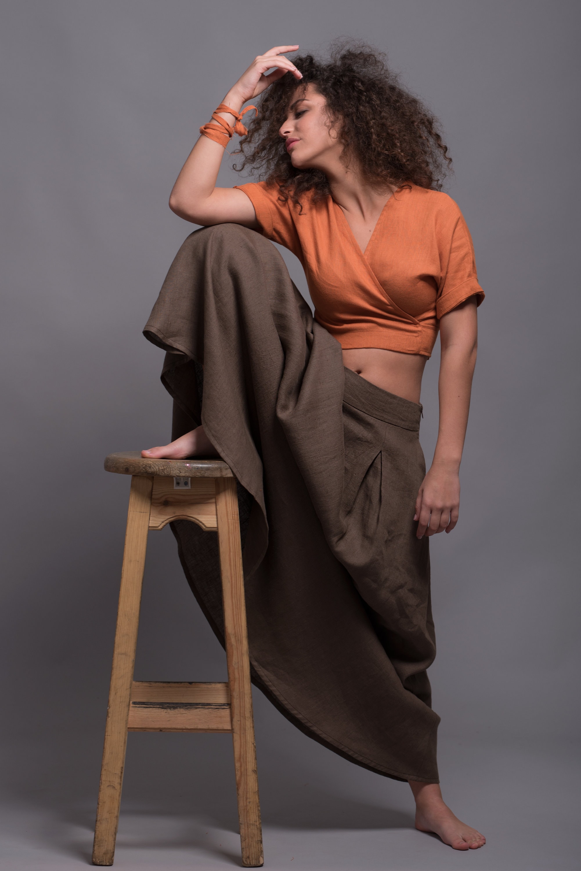 INDI Long Linen Skirt With Pockets Casual Natural Flax Maxi - Etsy Israel