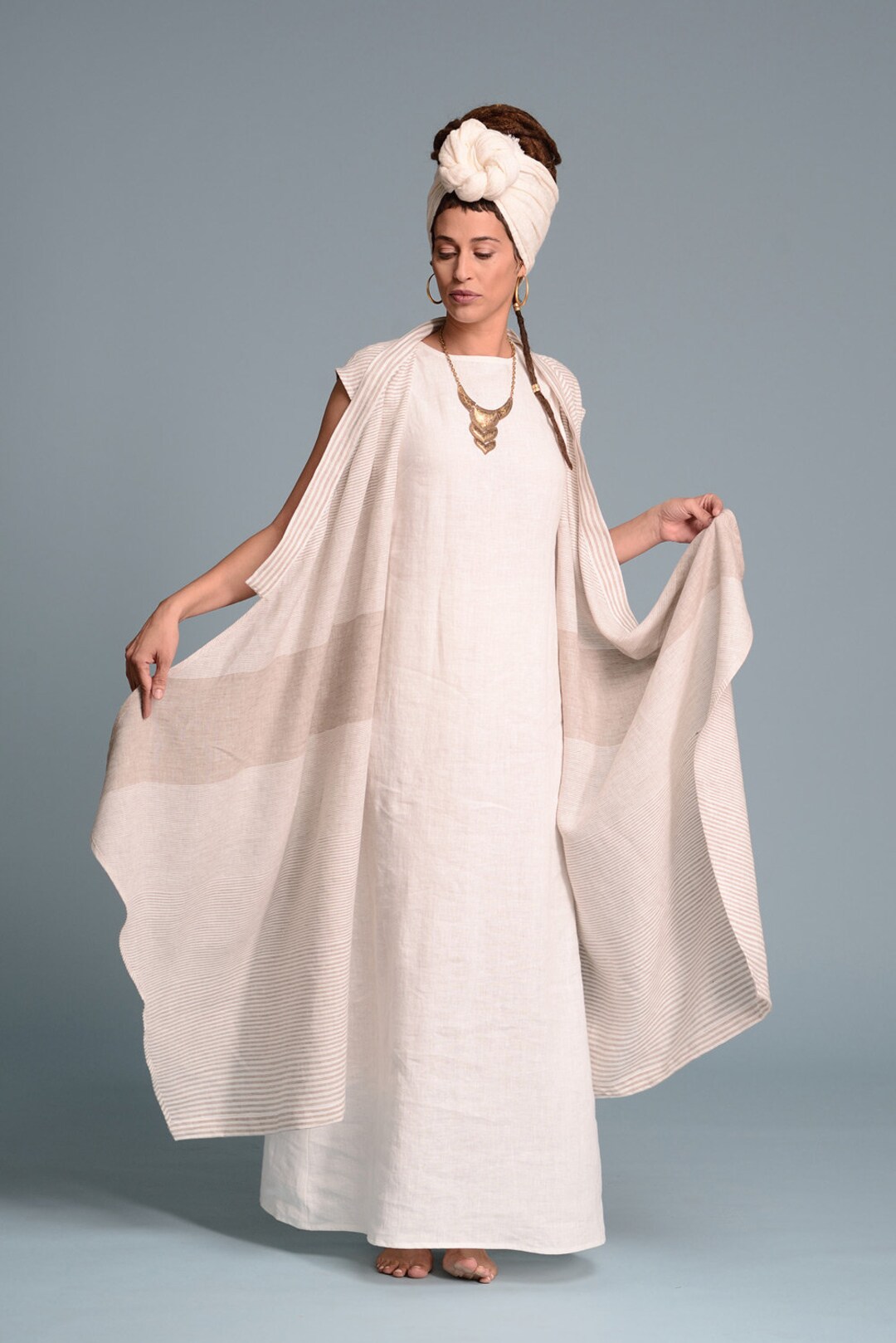 YOFFI Long & Wide Linen Vest, Women Maxi Sleeveless Linen Jacket ...