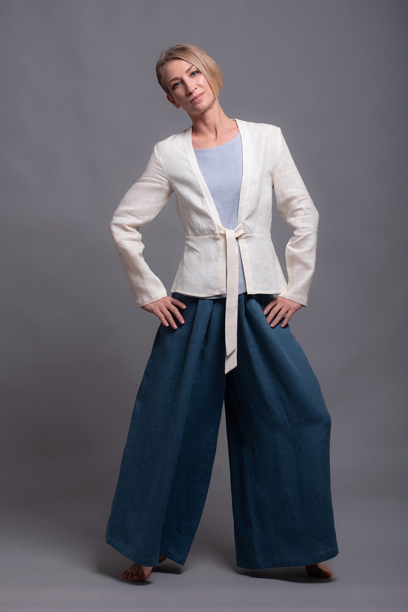 Palazzo Linen Pants RANI for Women Flax Summer Maxi Trousers | Etsy Israel