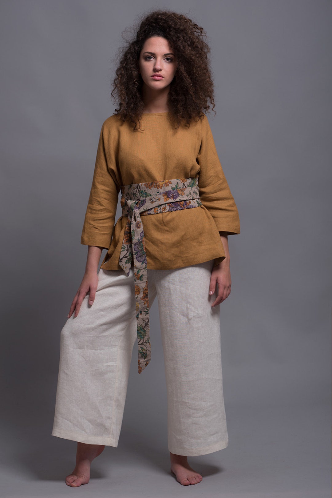 Linen Wrap Belt MARU, Obi Belt, Sash in Natural Linen Color, Womens ...