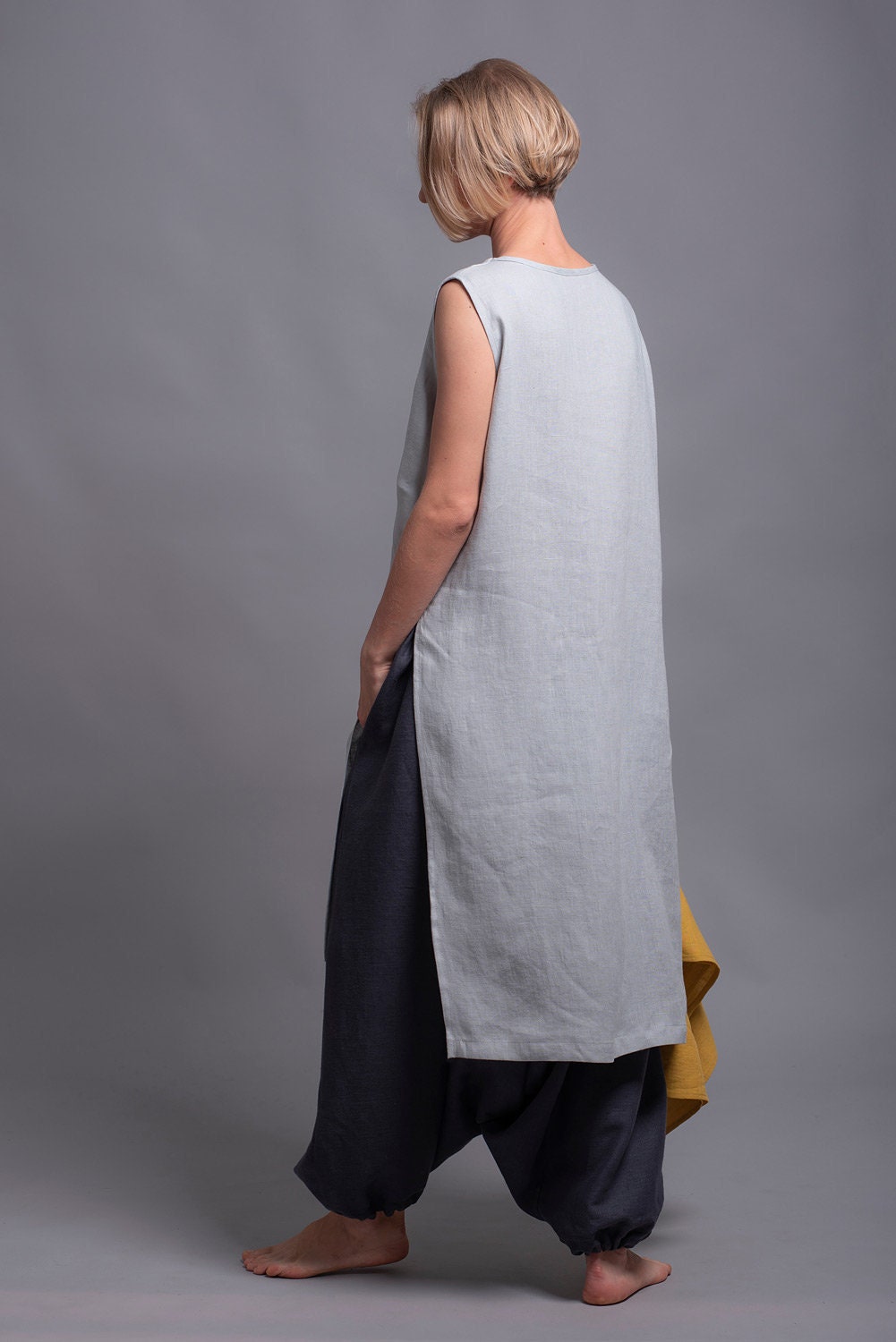 KENI Long Tunic Top Linen Tank Loose Fitting Sleeveless Maxi - Etsy Israel