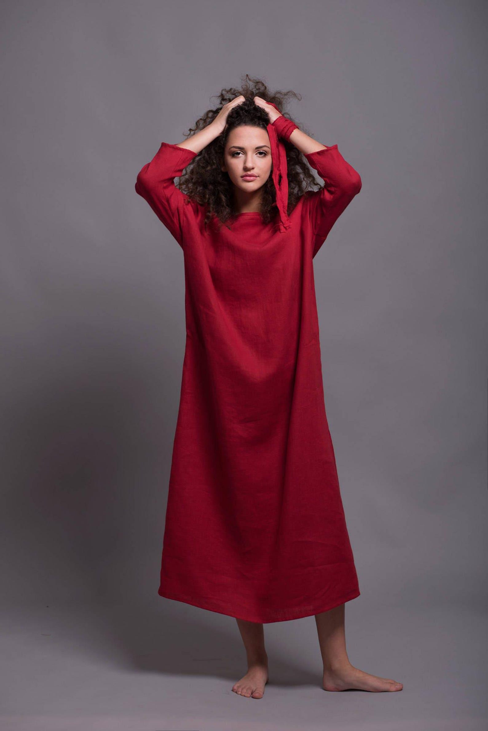 Linen Caftan Dress Set | Open Front Duster, Maxi Dress - Etsy