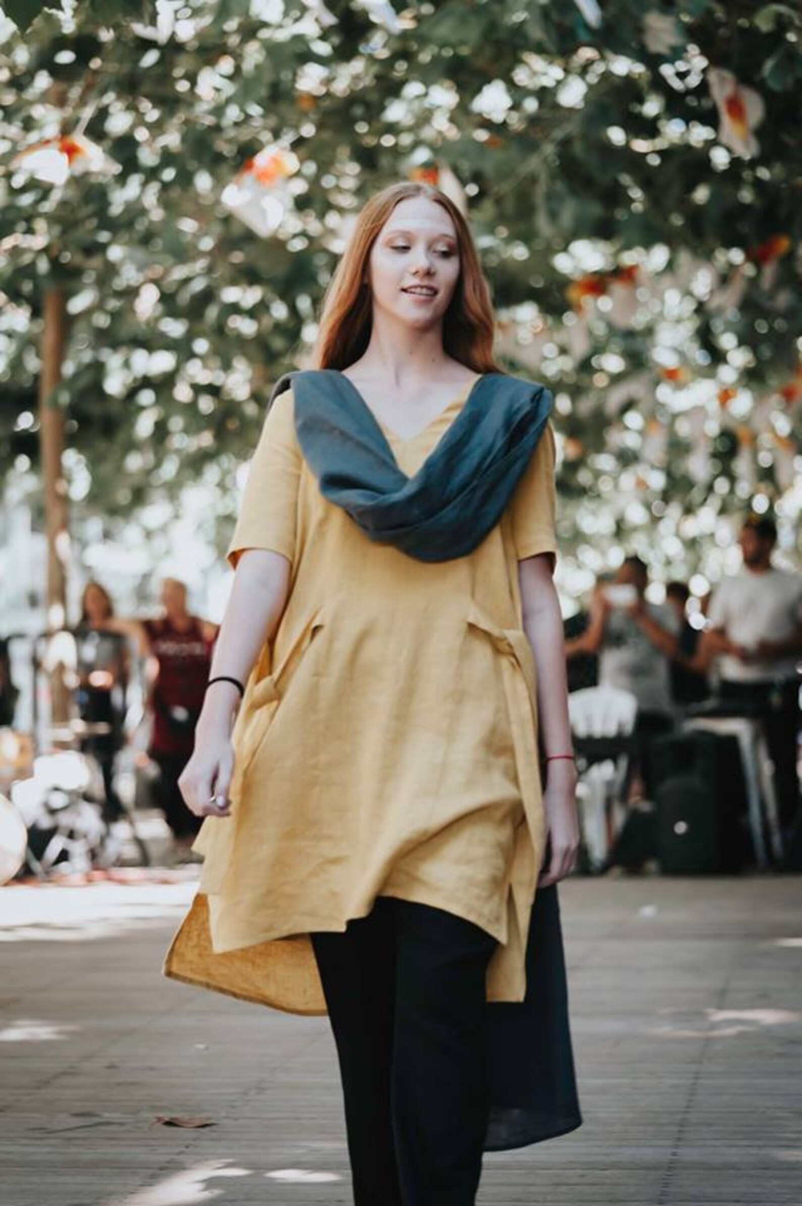 Yellow Tunic Dress ELLA Casual Summer Top Tunic Washed Linen - Etsy