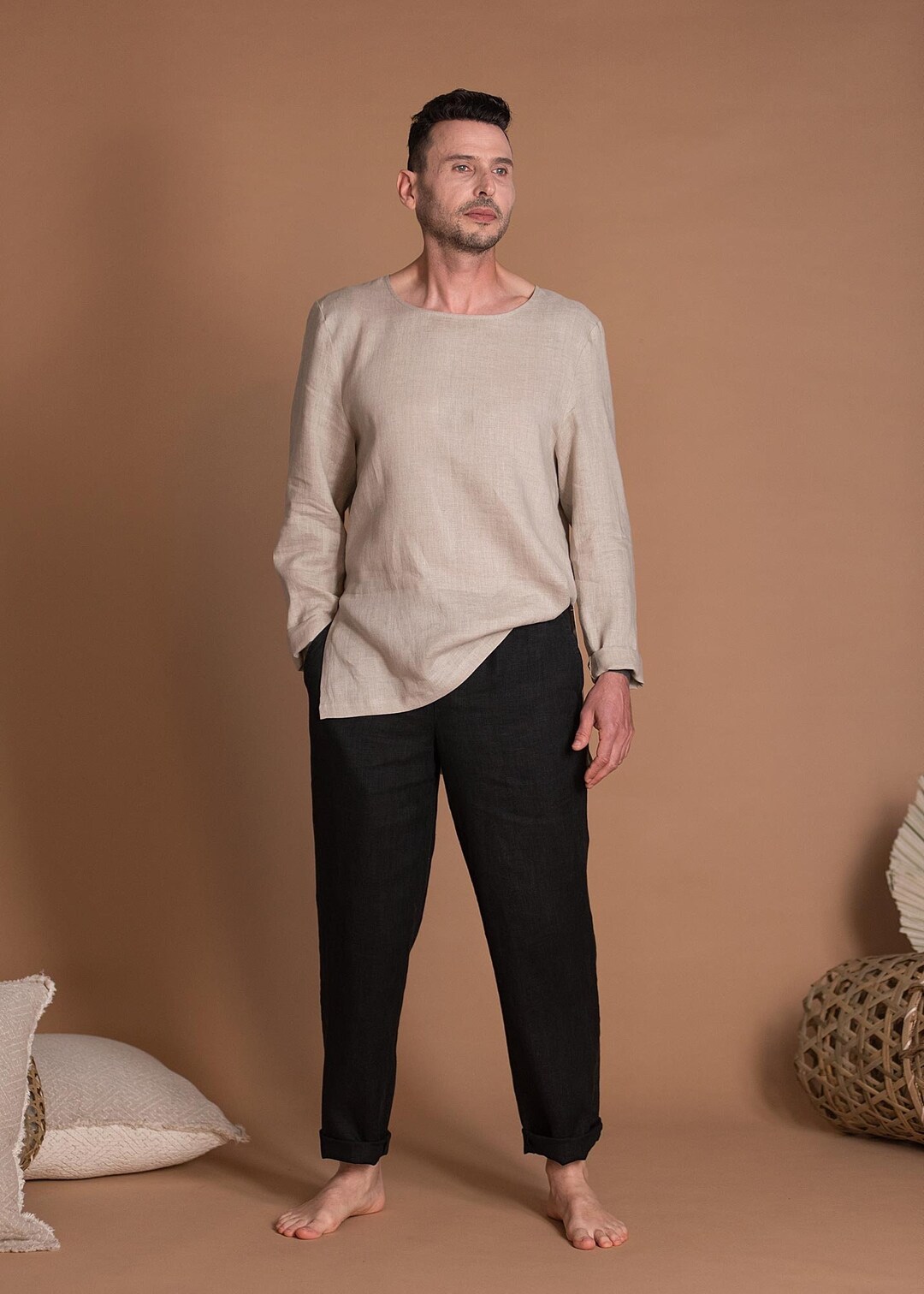 Lightweight Linen Shirt for Men DANIEL With Long Sleeves Flax Linen ...