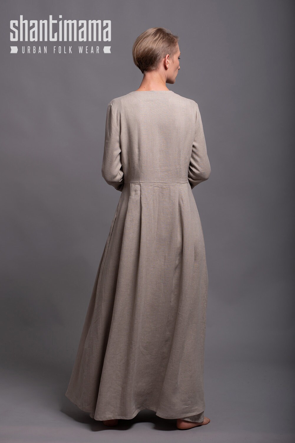 HENK Long Linen Jacket Maxi Beige Linen Coat Long Sleeves - Etsy Israel