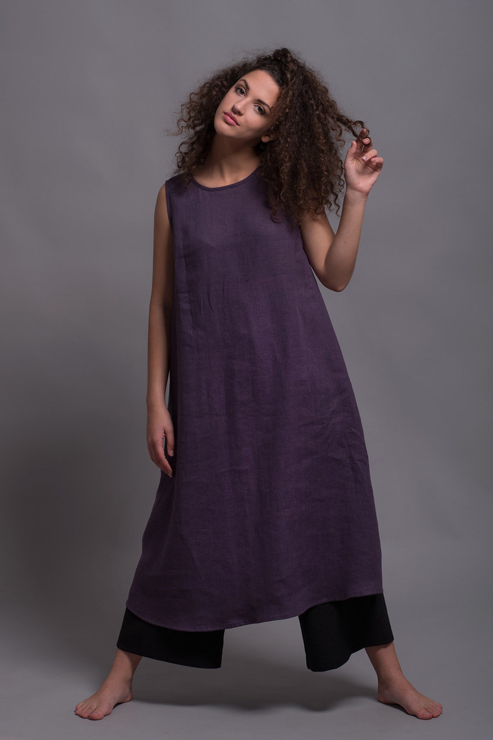 Linen Outfit 3 Items Lightweight Linen Tunic Wide Pants | Etsy