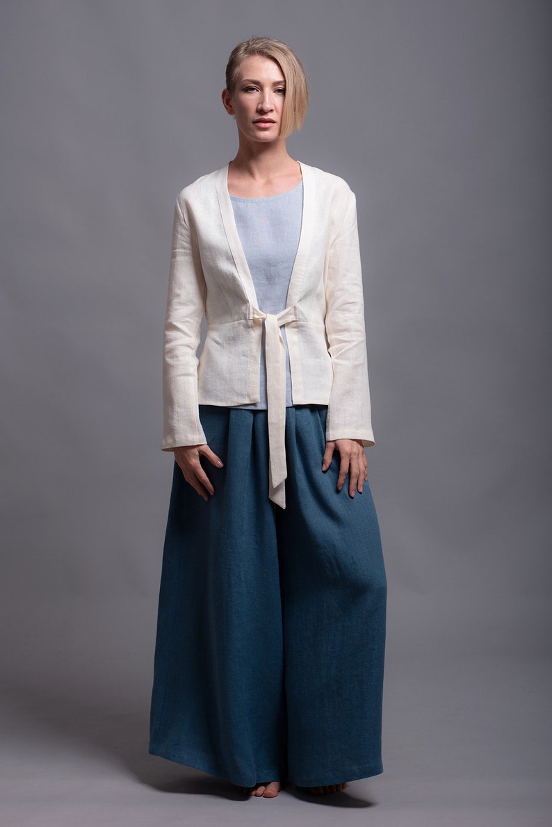 Palazzo Linen Pants RANI for Women Flax Summer Maxi Trousers | Etsy Israel