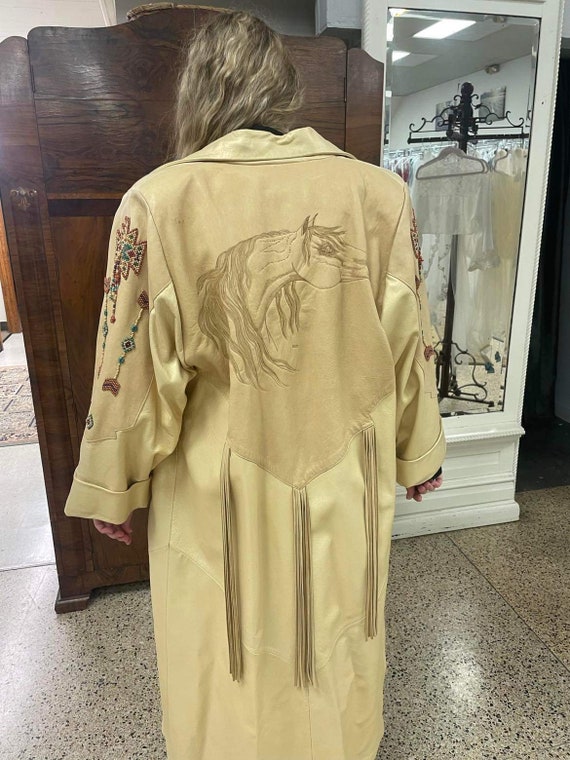 Horse Design Leather Southwestern Designer Coat - Gem