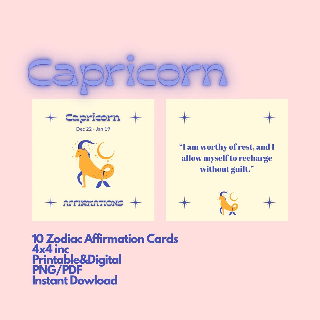 Capricorn Affirmation Cards | Printable Zodiac Deck - Etsy