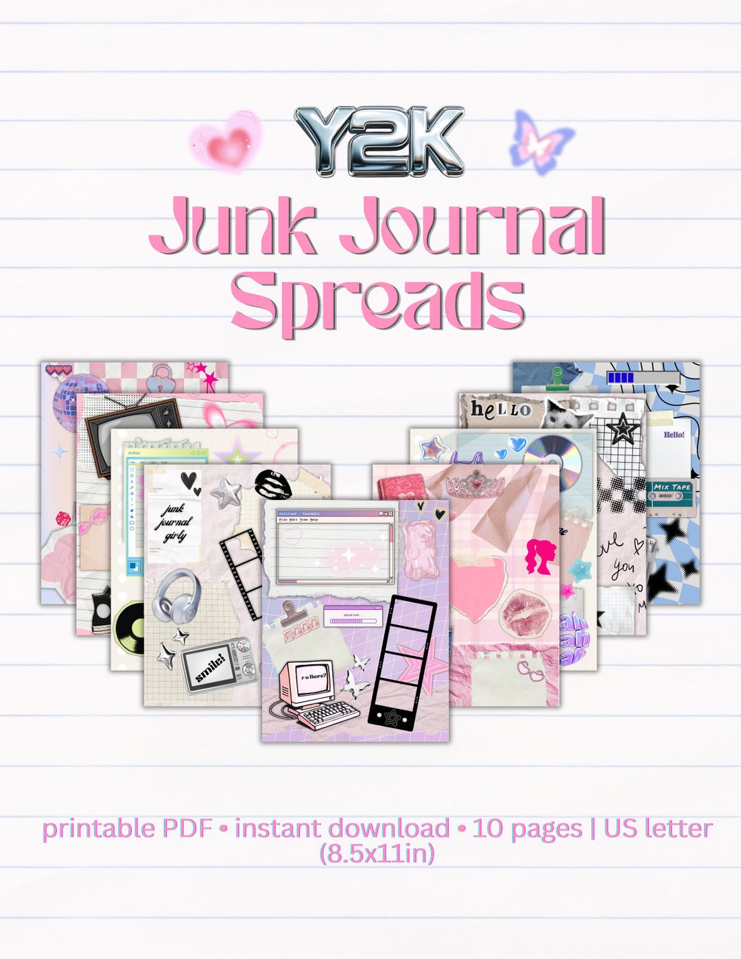Y2K Junk Journal Printable Spreads | Early 2000s Themed | Retro Collage ...