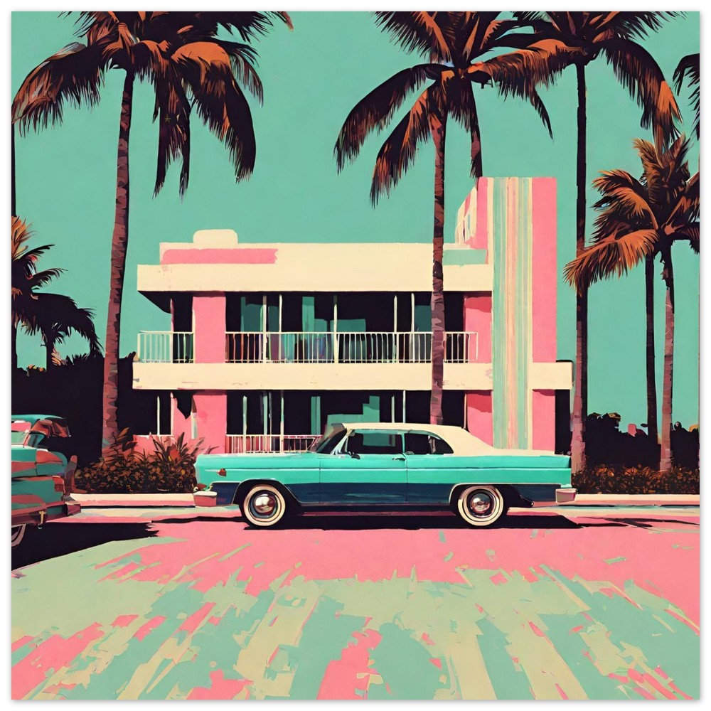 Miami Art Deco 1 Poster Canvas - Etsy