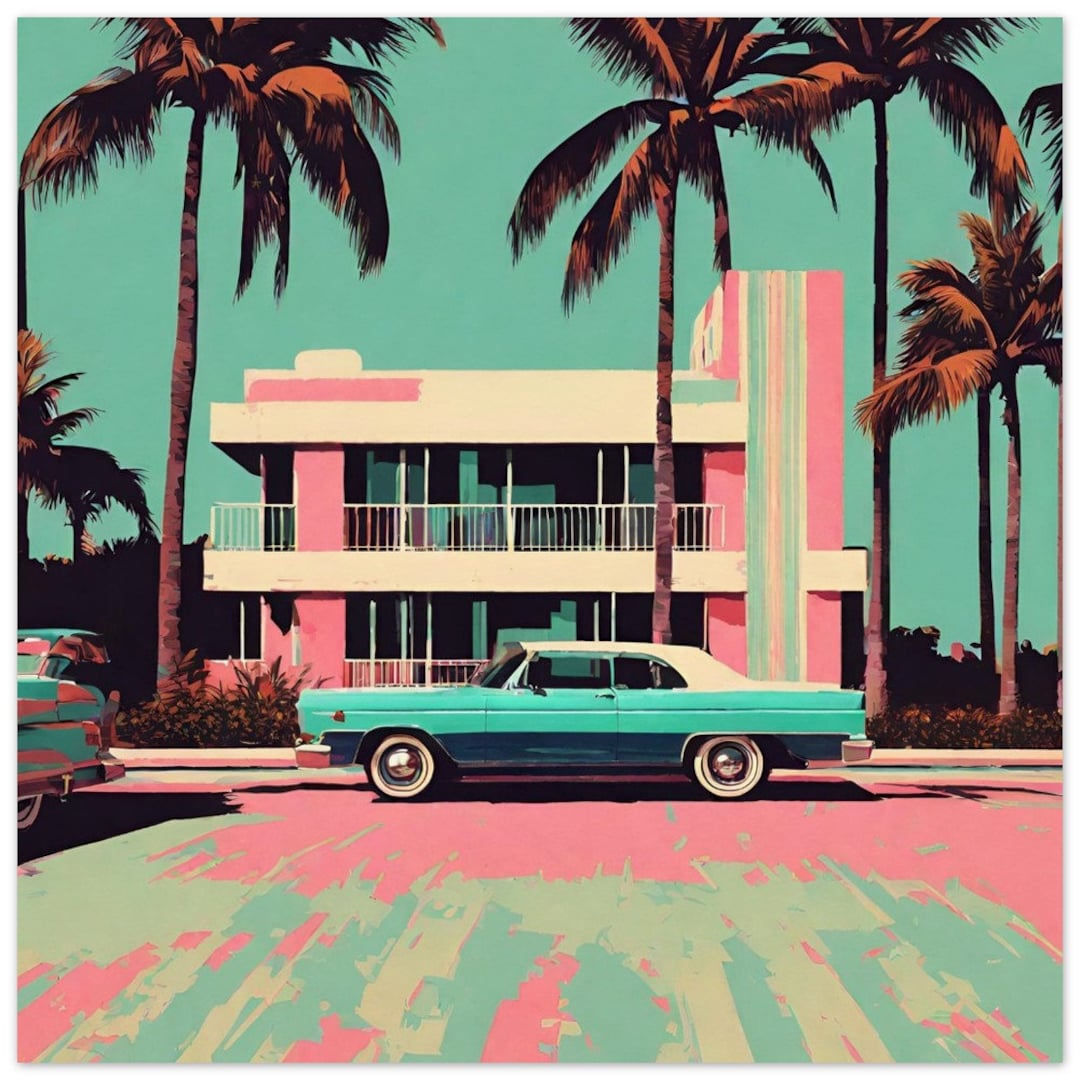 Miami Art Deco 1 Poster Canvas - Etsy