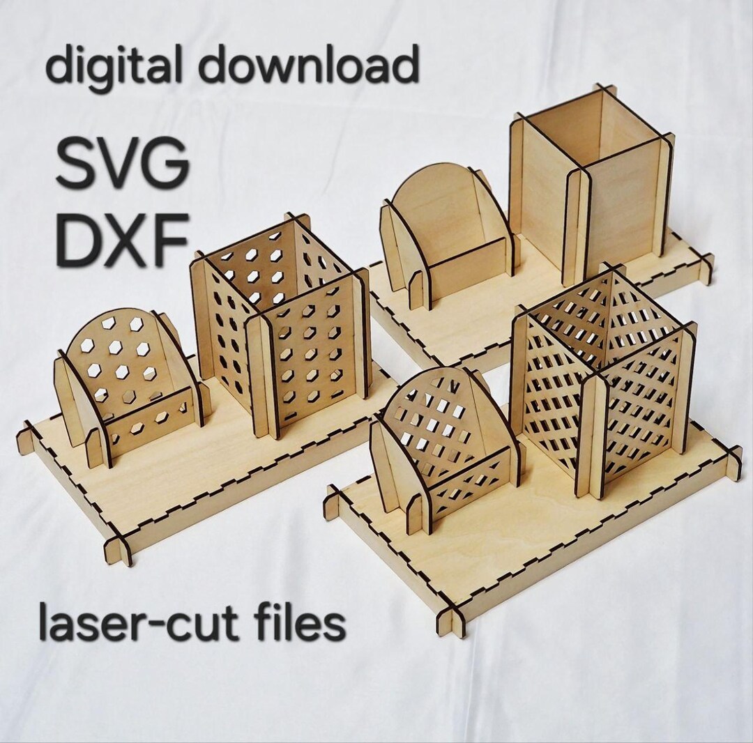 Laser Cut Files Pen Holder SVG DXF Desk Organizer Files 3 Designs ...