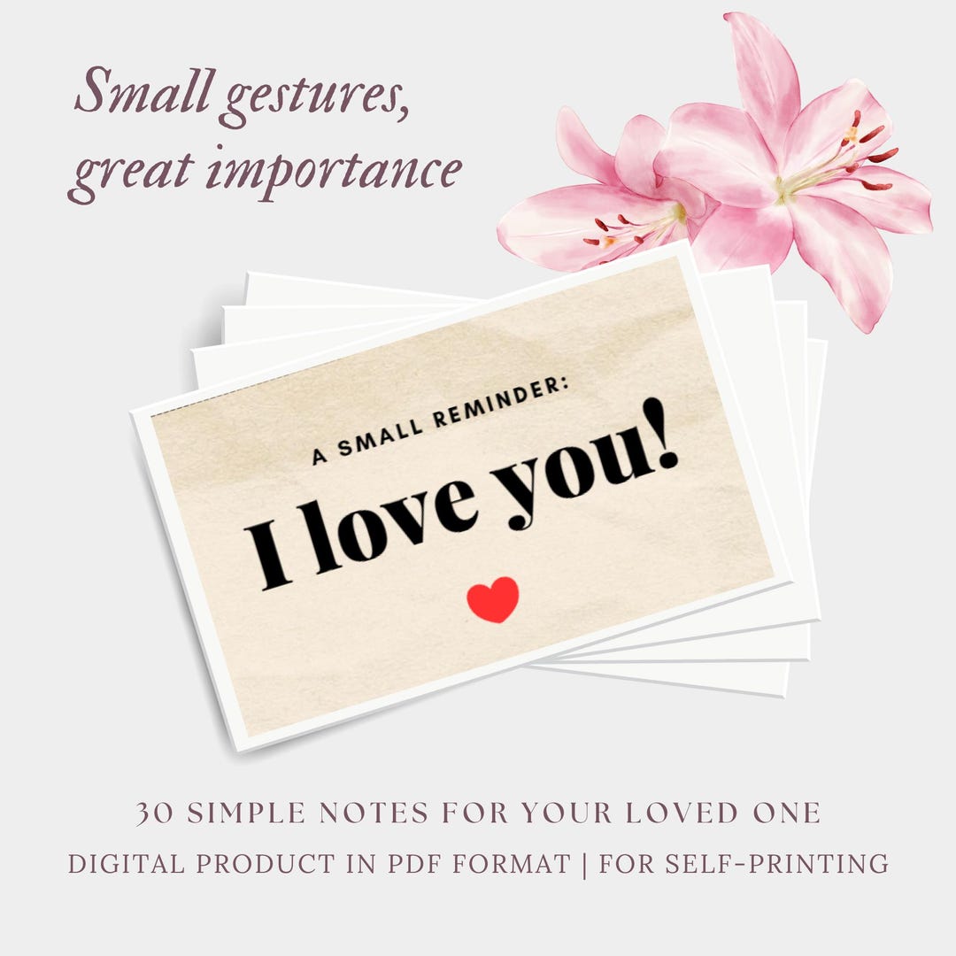 Printable Love Notes for Partner | Minimalist Lunchbox Cards (instant ...