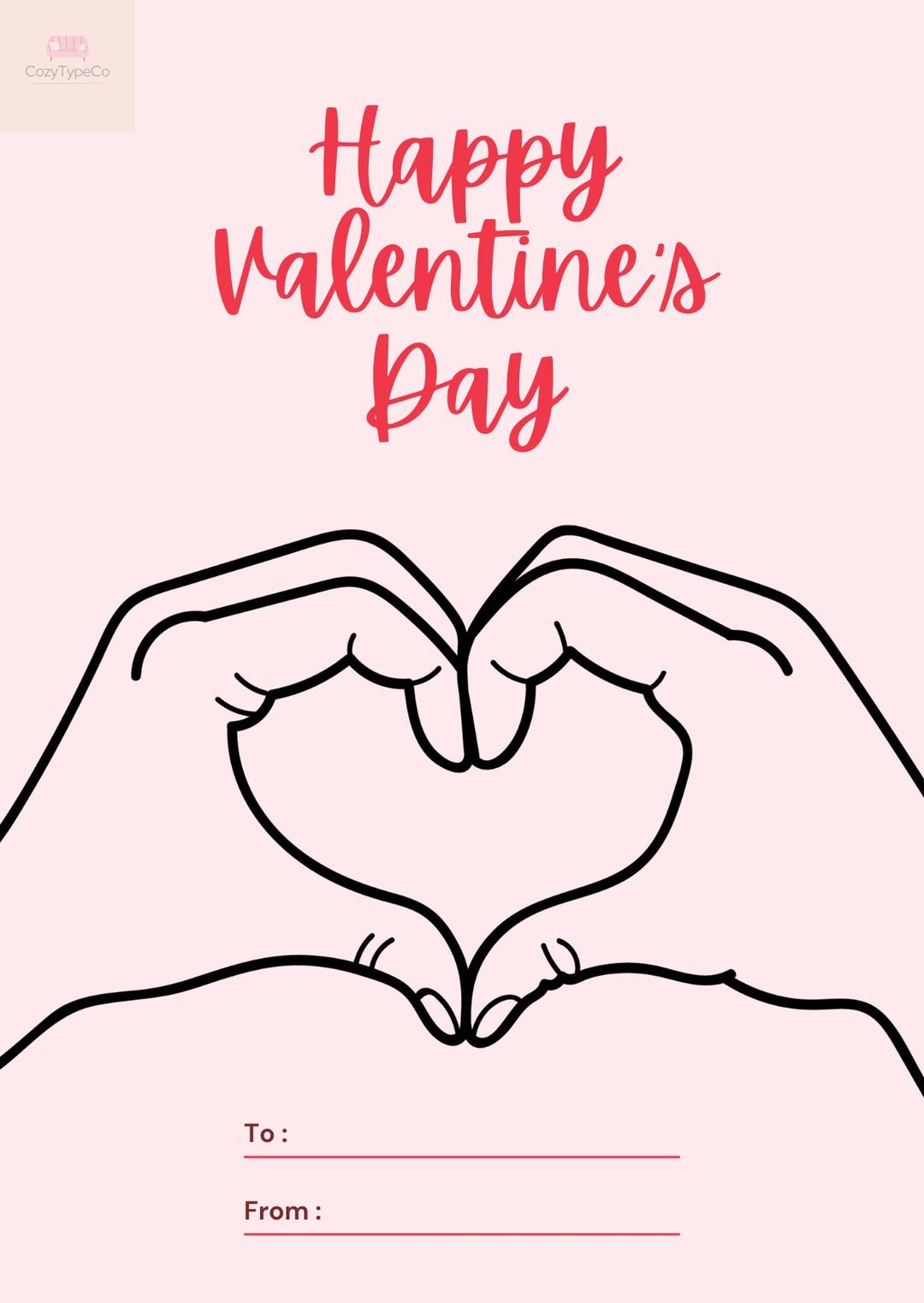 Happy Valentines Day Printable Card - Minimalist Design - Instant ...