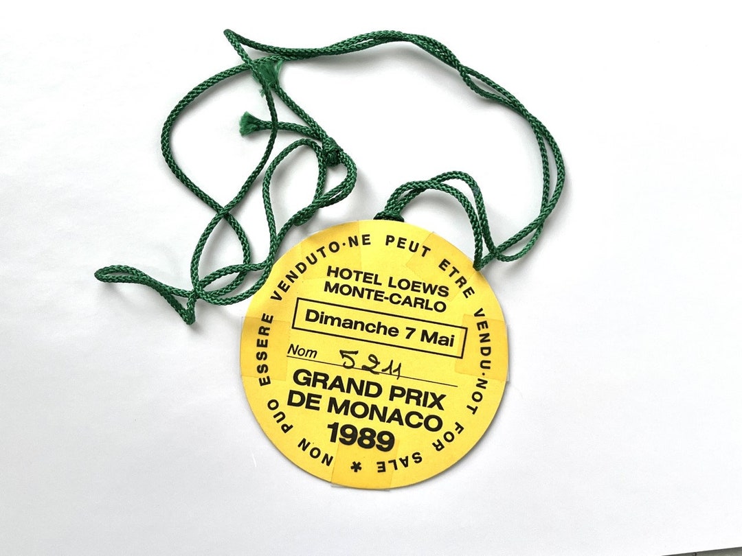 Grand Prix Monaco 1989 Entry Pass Loews Monte Carlo Formula 1 ...