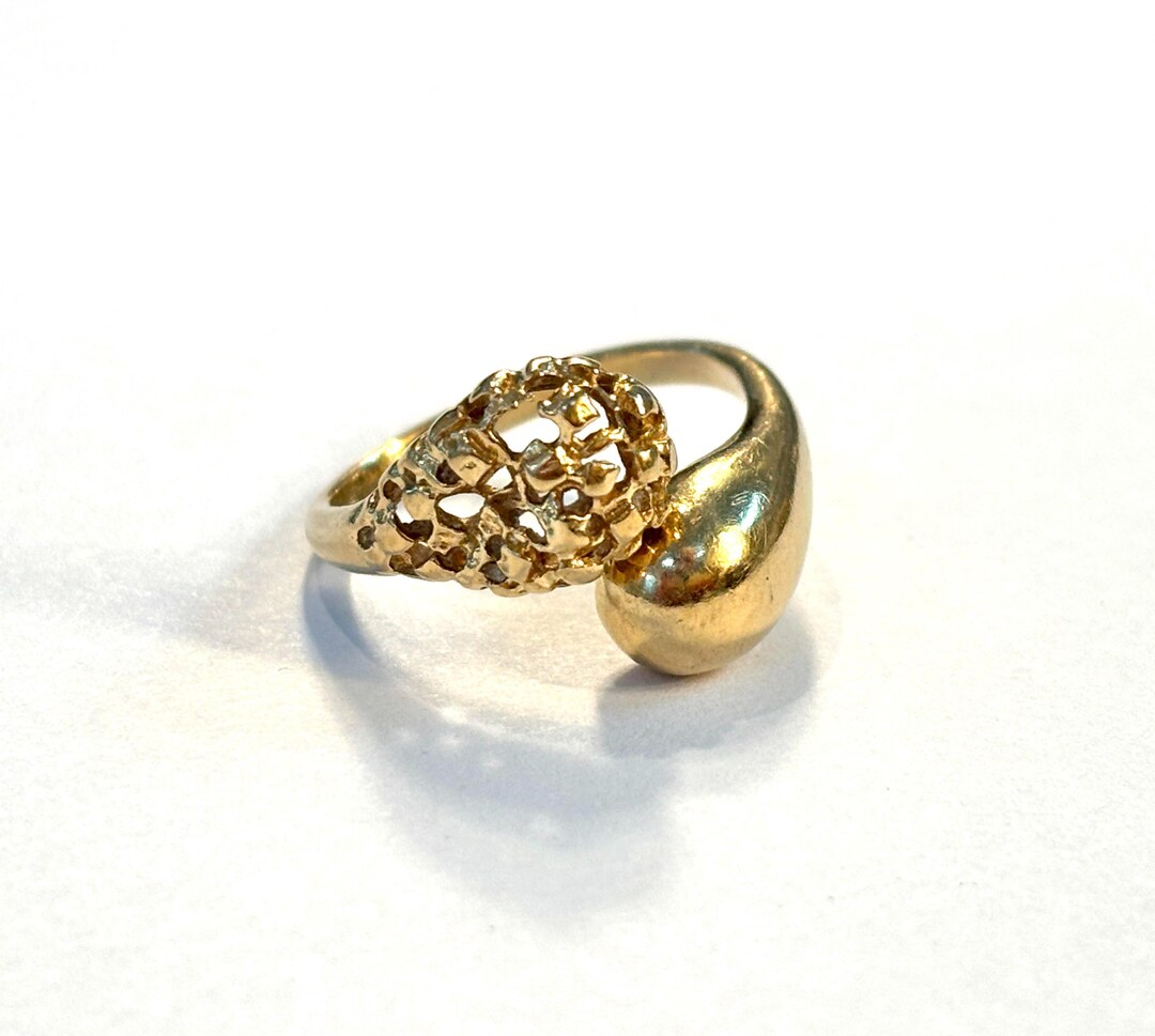 Vintage 18k Gold Nugget Ring: Bypass Wrap Design, Size 4.5 2 Grams - Etsy