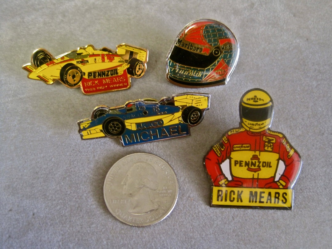 1988 Hat Tack Pins INDY 500 Acrylic Racing Cars Helmets Drivers CHOICE ...