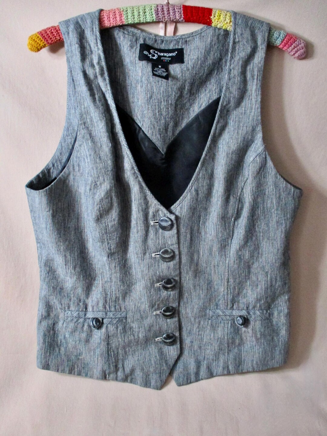 Vintage Vest Women's Small/medium Fitted Linen Cotton Vest Special ...