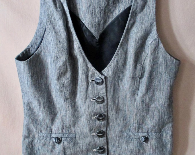 Vintage Vest Women's Small/medium Fitted Linen Cotton Vest Special ...