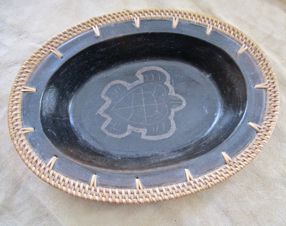 Indonesian Oval Ceramic Dish Rinjani Pottery Trinket Dish Fruit Bowl ...