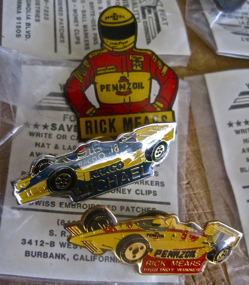 1988 Hat Tack Pins INDY 500 Acrylic Racing Cars Helmets | Etsy