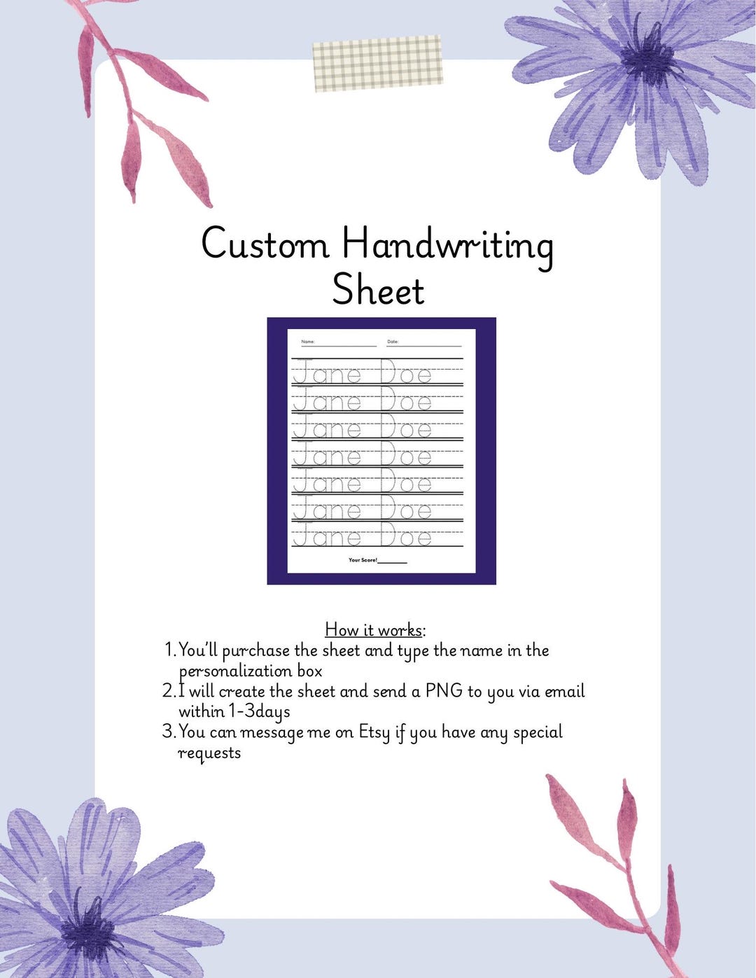 Custom Handwriting Practice Sheet | Personalized Writing Worksheet ...