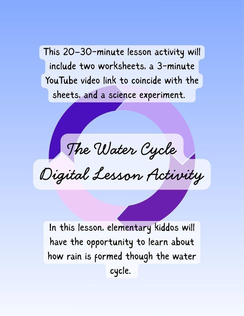 Water Cycle Lesson Activity | Elementary Science Activity | Worksheets ...