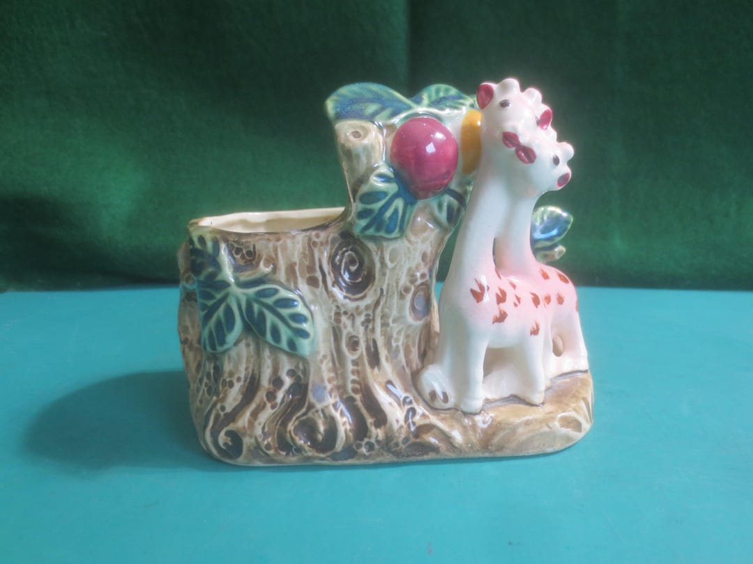 Vintage MCM Two Cute Loving Giraffes Ceramic Hand Painted Vase by ...