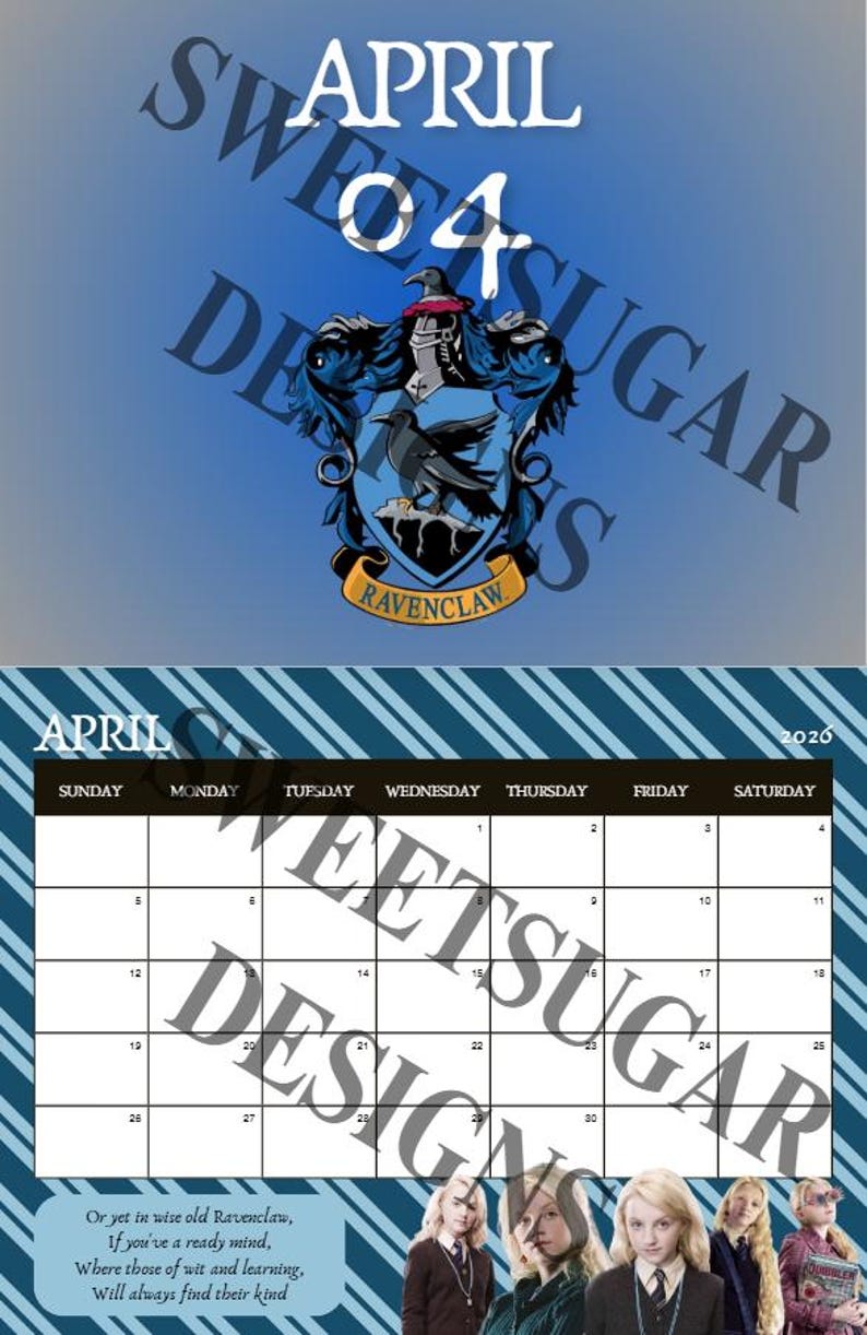 2026 Harry Potter Calendar (digital Download) - Etsy