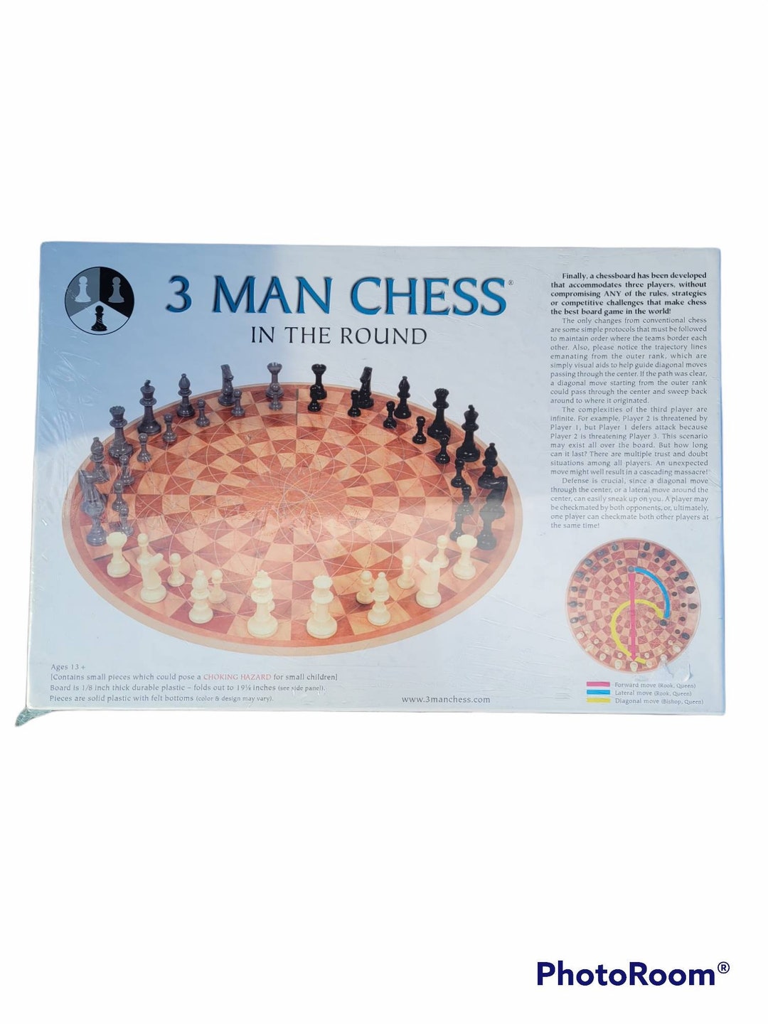 NEW 3 Man Chess in the Round Circular Board + 48 Pieces, Sealed 60 - Etsy