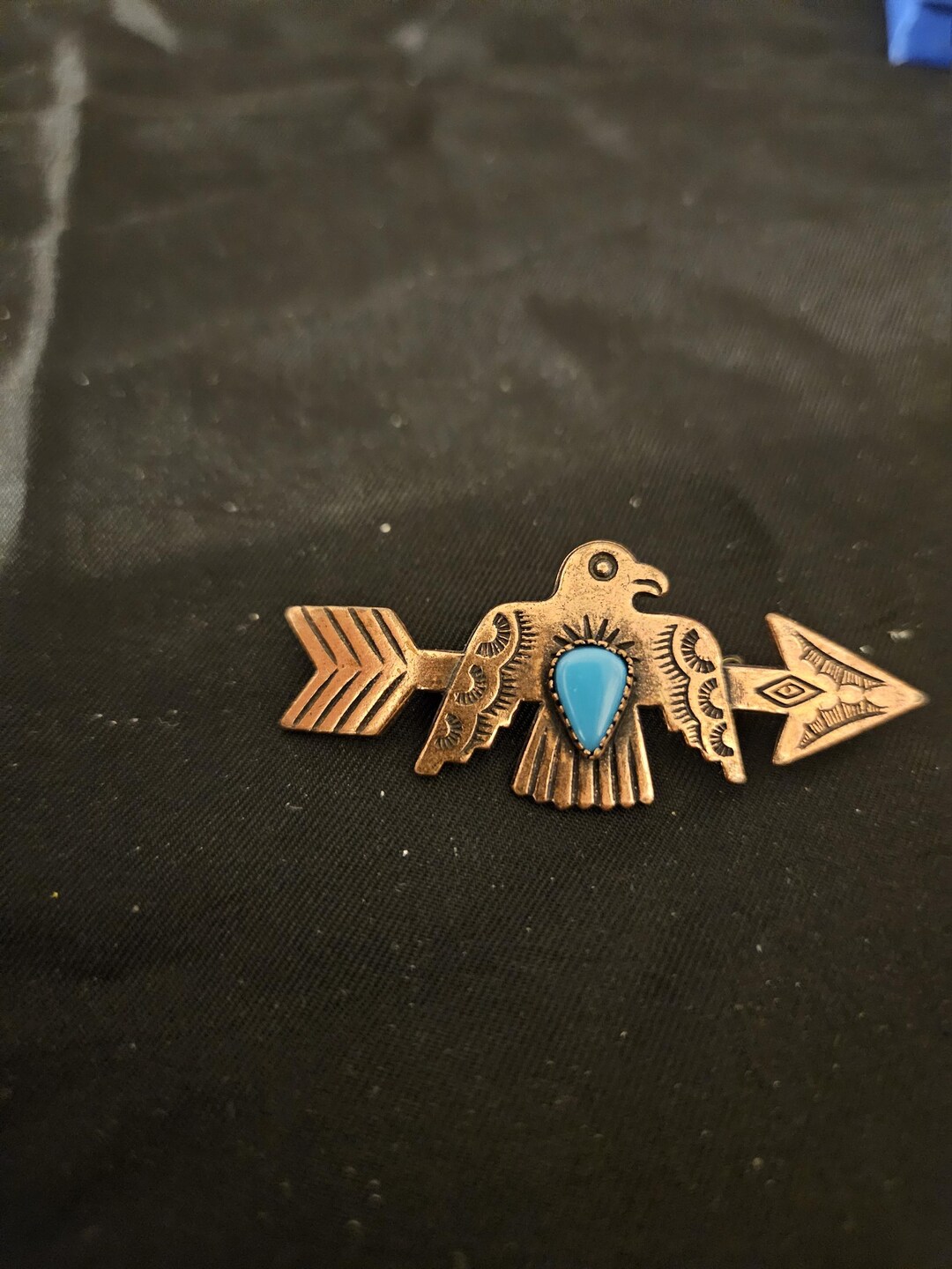 Antique Gold Tone Turquoise Thunderbird Pin Brooch P63 - Etsy